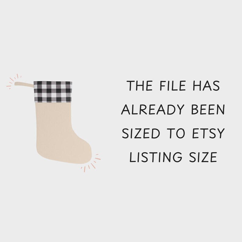 Black Plaid Christmas Stocking Size Chart, Christmas Stocking Care Card ...