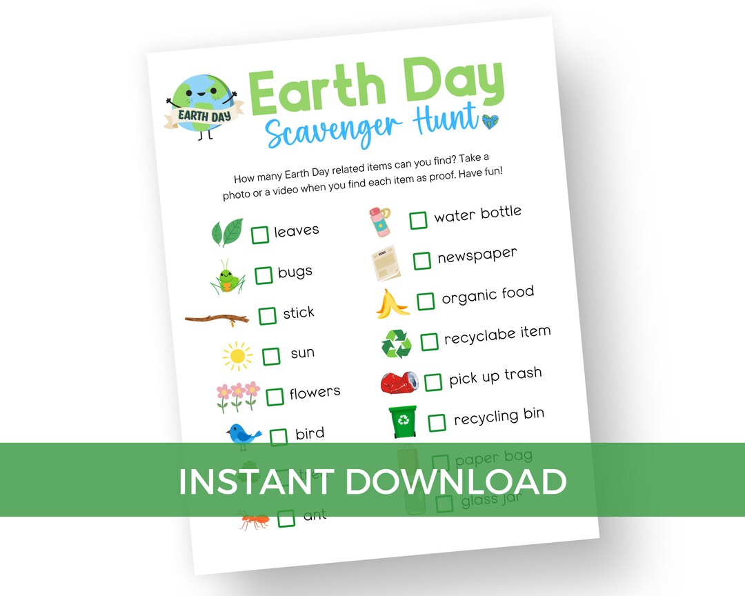 Earth Day Scavenger Hunt, Earth Day Activity for Kids, Earth Day ...