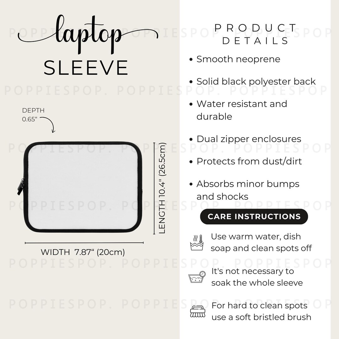 10" Laptop Sleeve Size Chart, Laptop Case Size Guide, Laptop Padded Bag ...