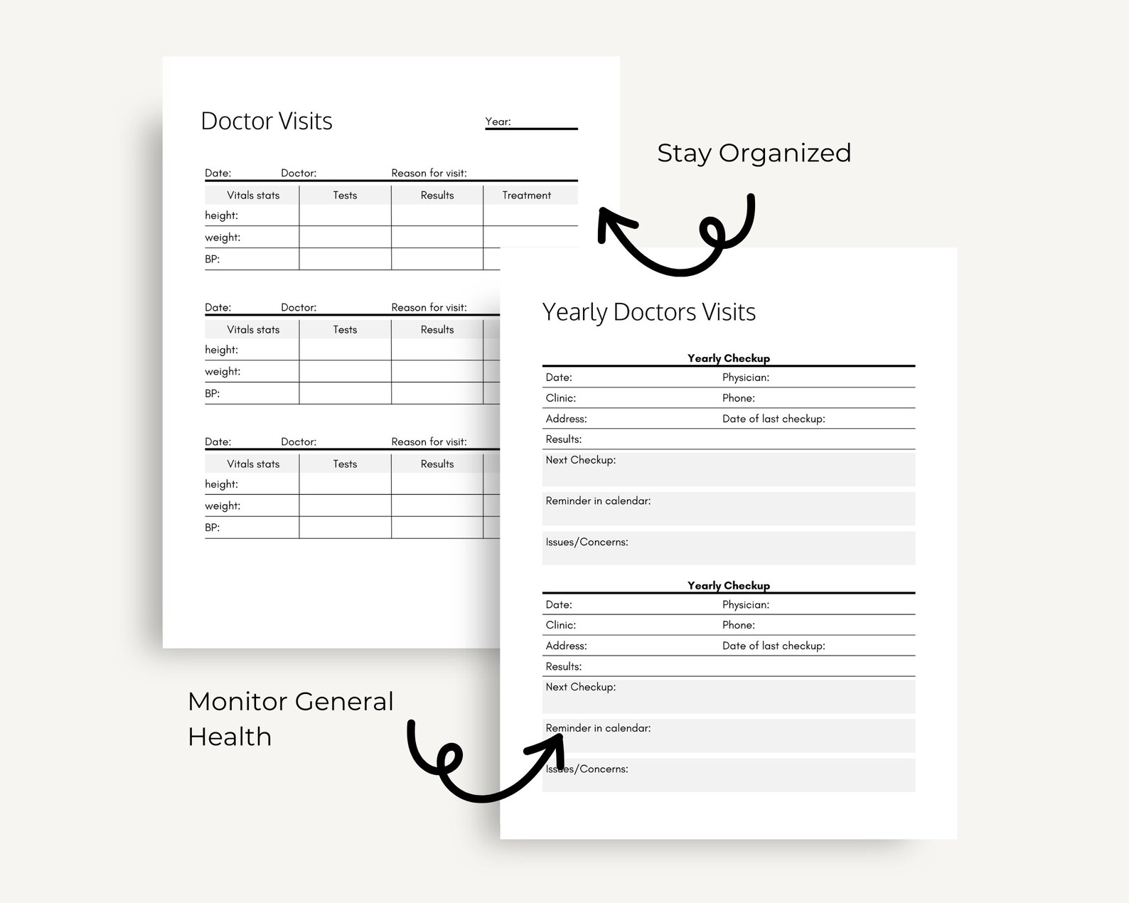 Doctor Visit Tracker Printable, Yearly Doctor Visit Log, Doctor Visit ...