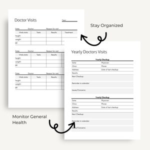 Doctor Visit Tracker Printable, Yearly Doctor Visit Log, Doctor Visit ...