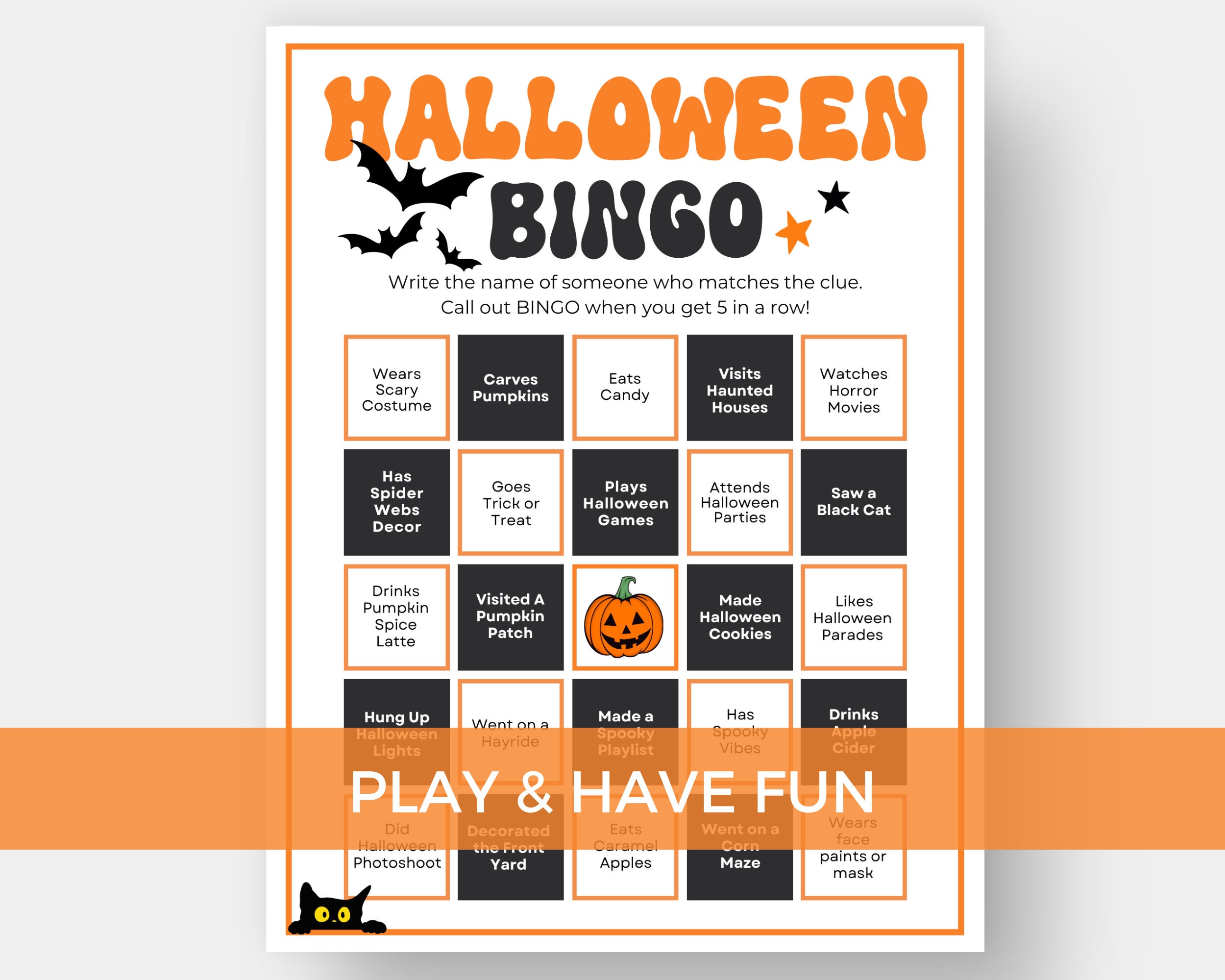 Retro Halloween Bingo Printable, Halloween Party Games, Halloween ...