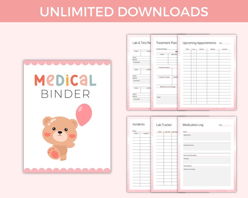 Kids Medical Planner Bundle, Kids Medical Records Organizer, Medical ...