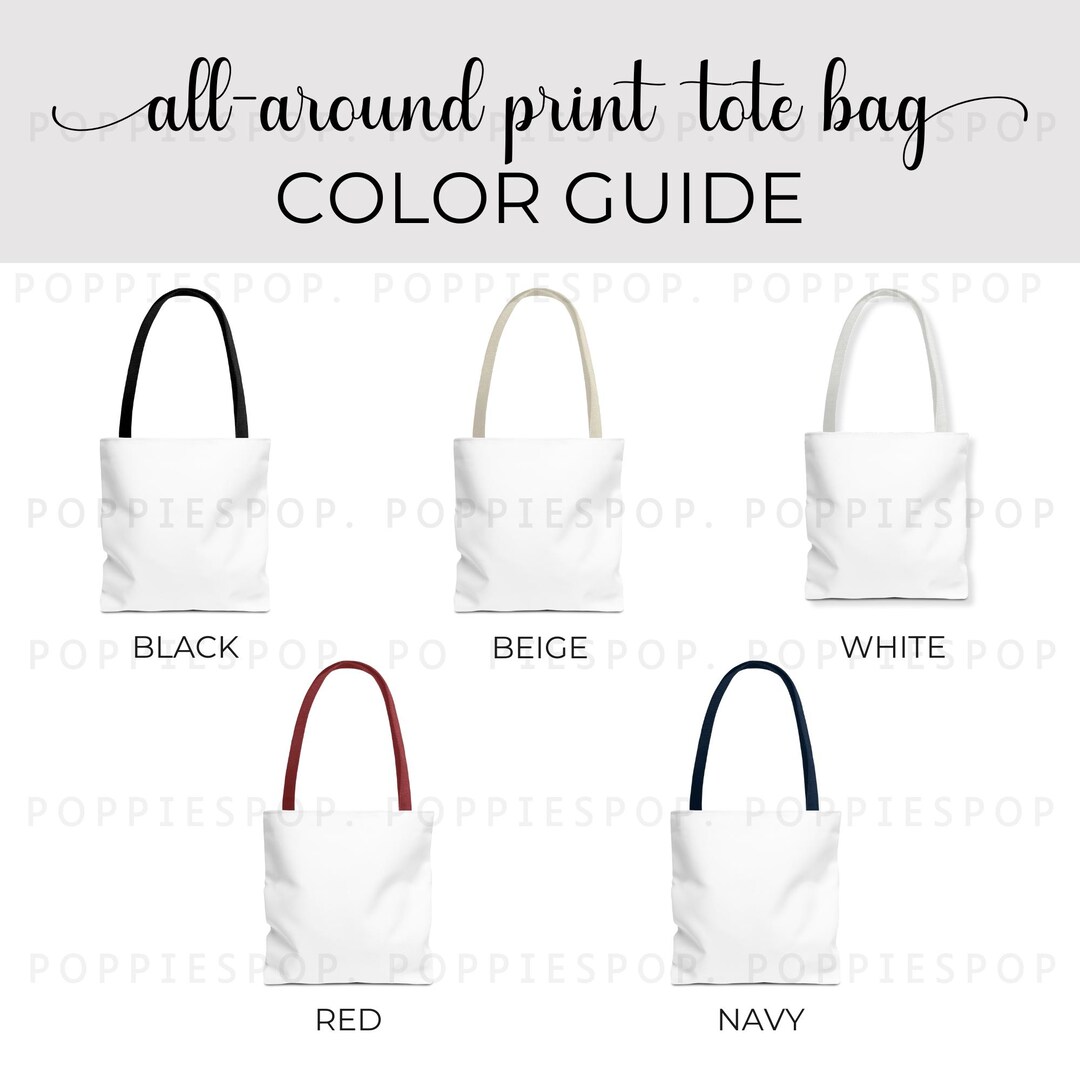 AOP Tote Bag Color Chart, Tote Bag Color Guide, POD Color Chart, Mockup ...