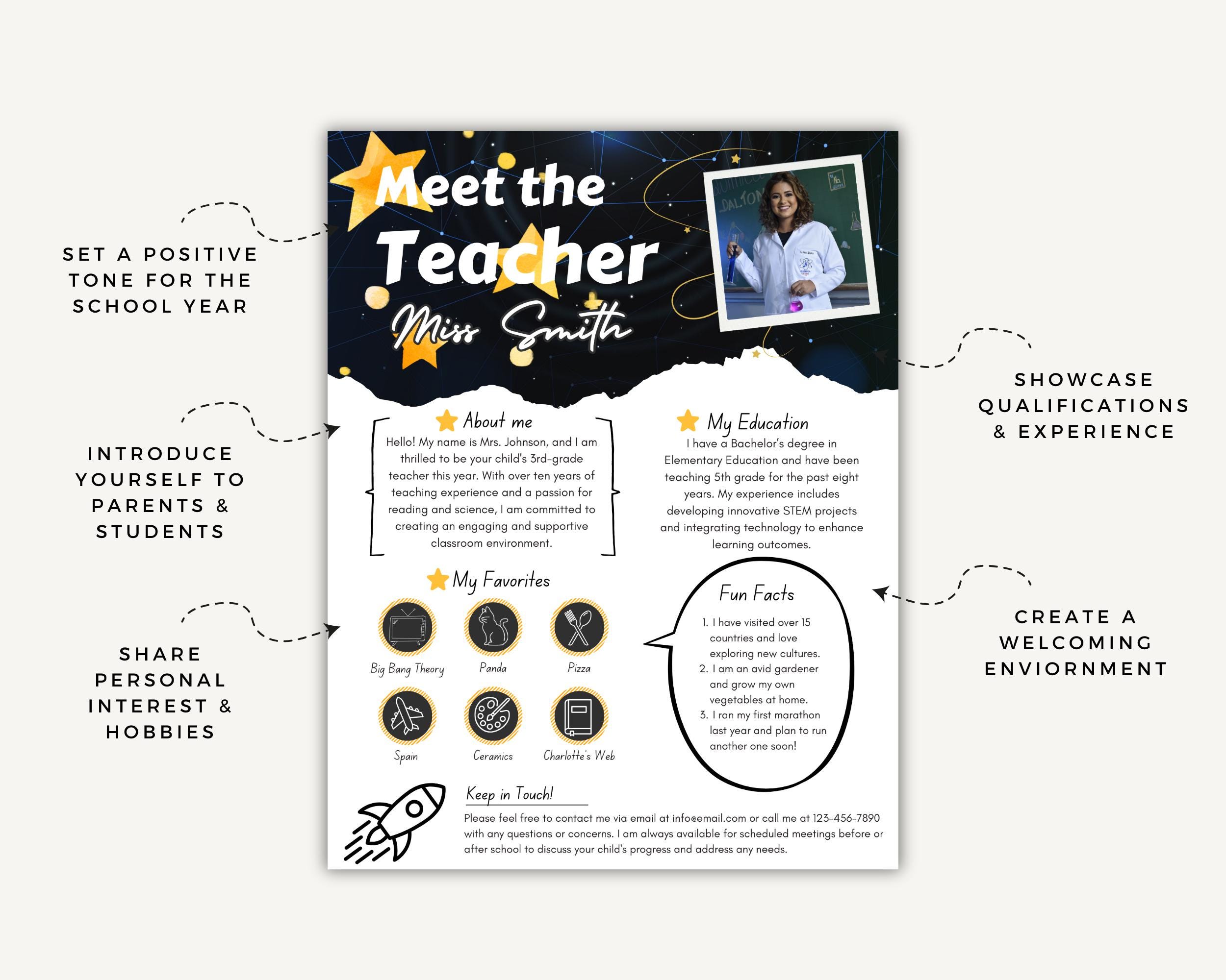 Editable Meet the Teacher Template, Back to School Handout, First Day ...