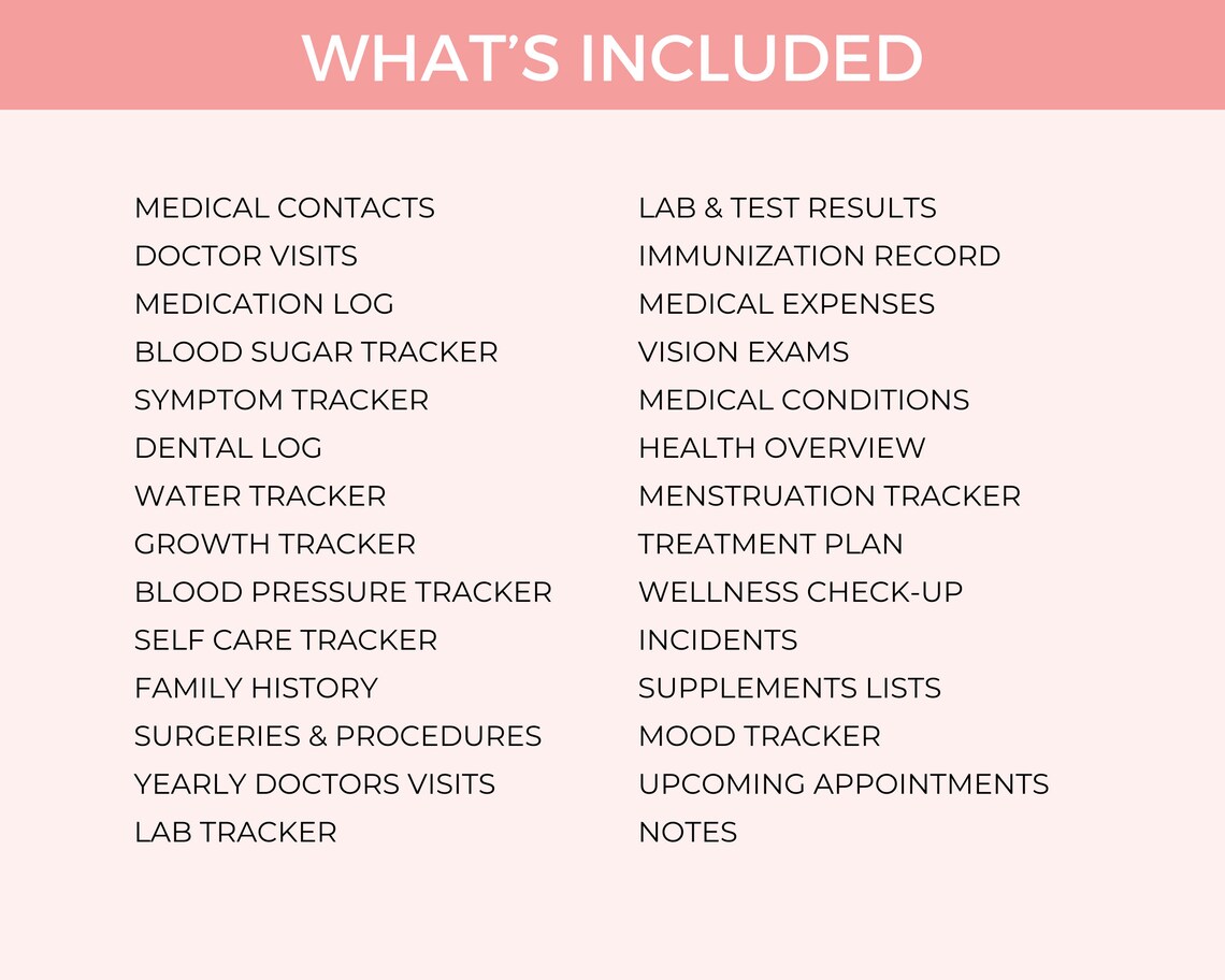 Minimalist Medical Binder Printable, Health Planner, Medical Organizer ...