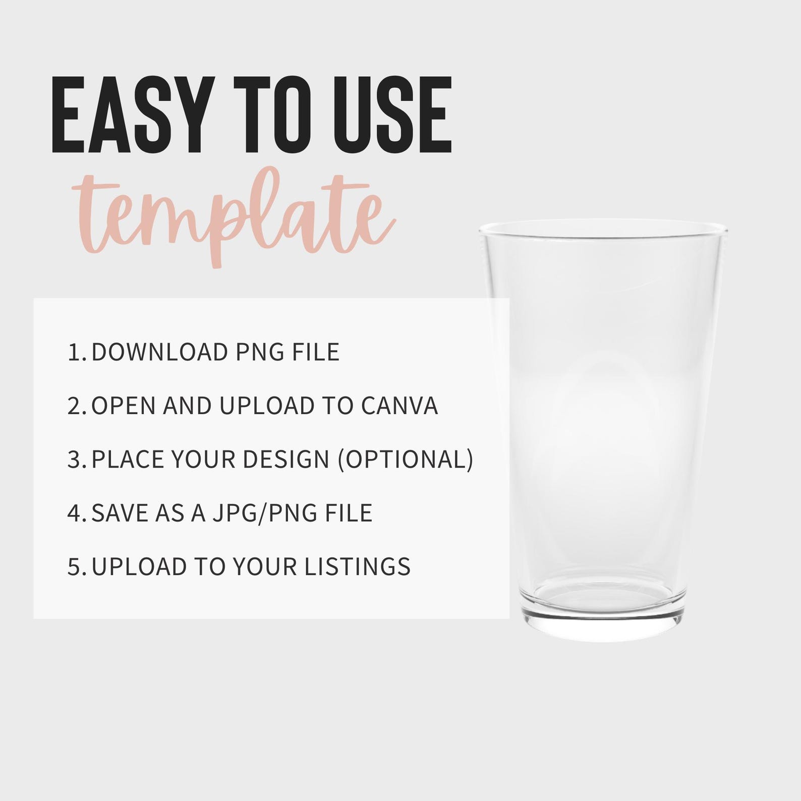 Pint Glass Size Chart, Beer Glass Mockup, Pint Glass Care Card ...