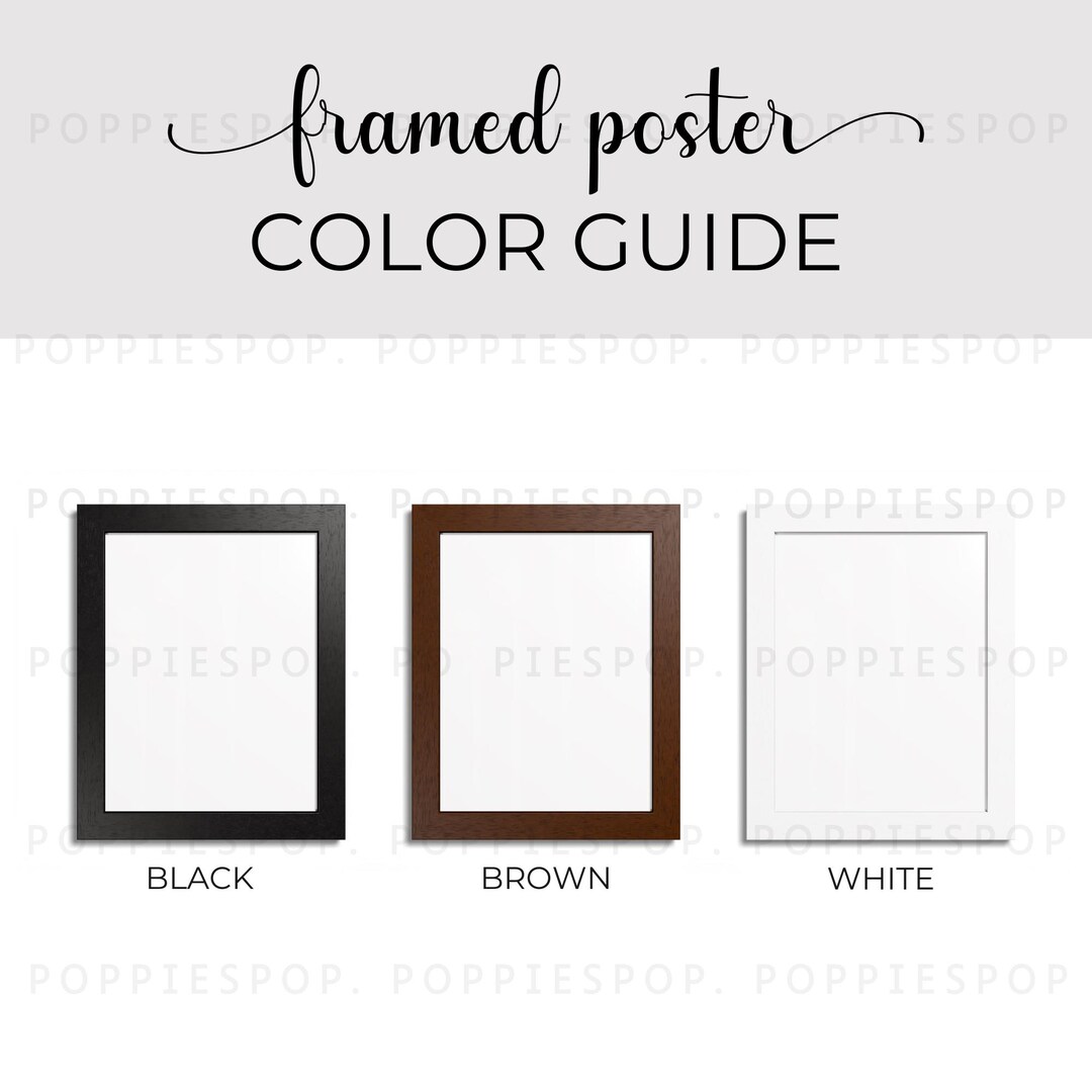 8 X 10 Brown Framed Poster Color Guide, Vertical Poster Color Chart ...