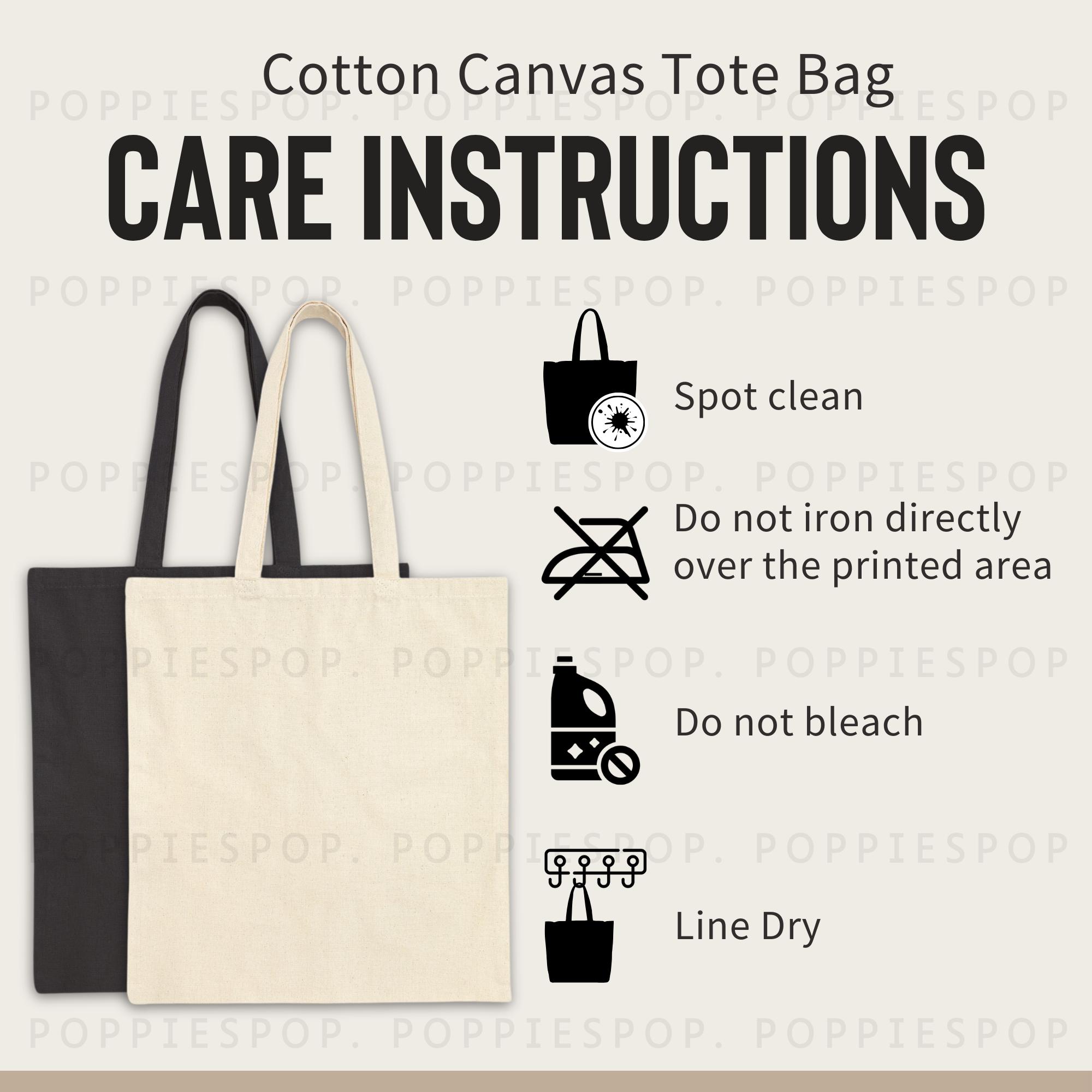 Black & Natural Canvas Tote Bag Washing Care Card, Canvas Tote Bag Care ...