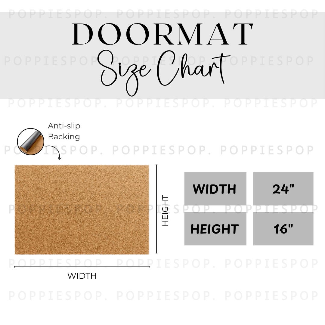 Doormat Size Chart, Doormat Mockup, Doormat Care Card, Doormat Washing ...