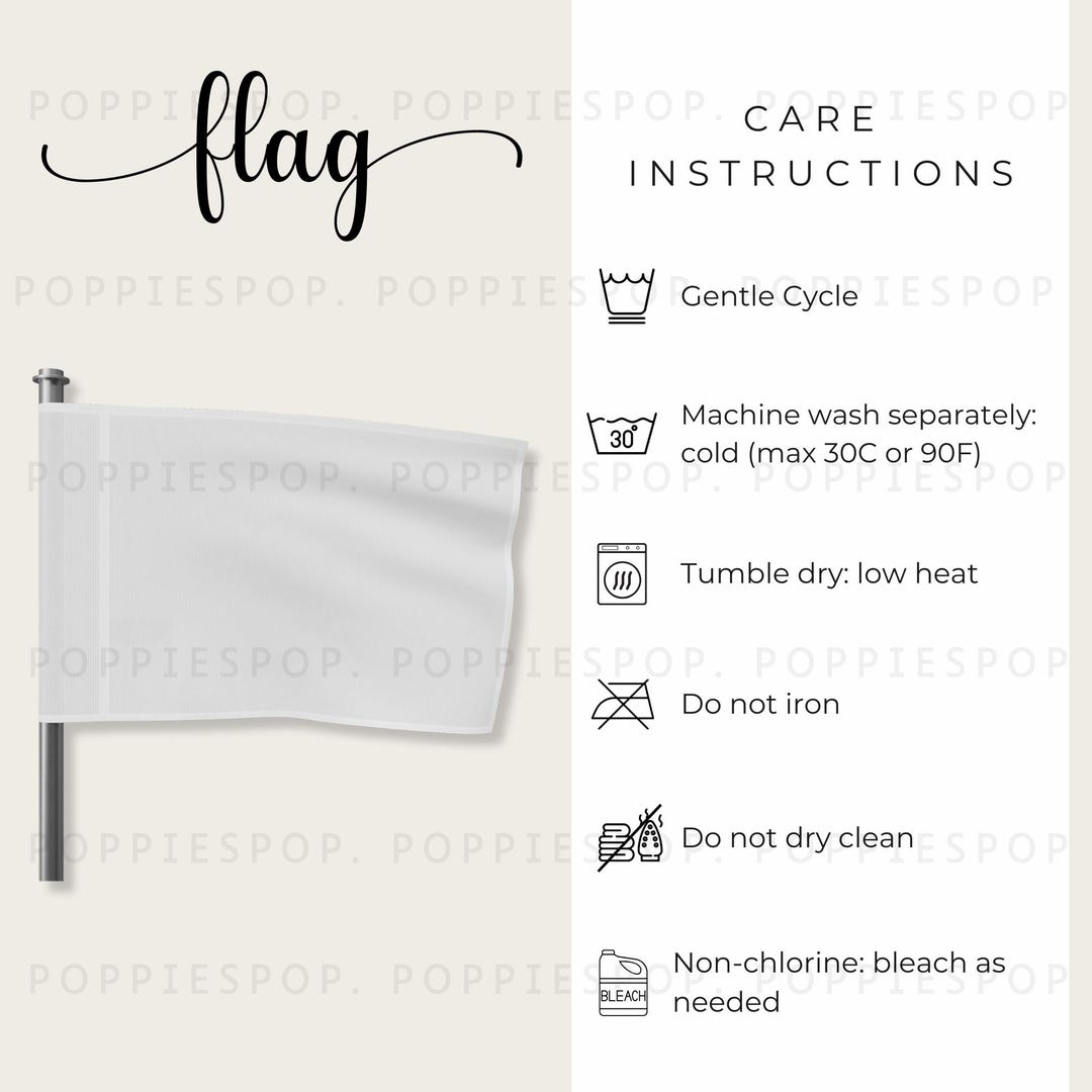 Flag Care Card, Garden Flag Washing Instructions, House Flag Care ...