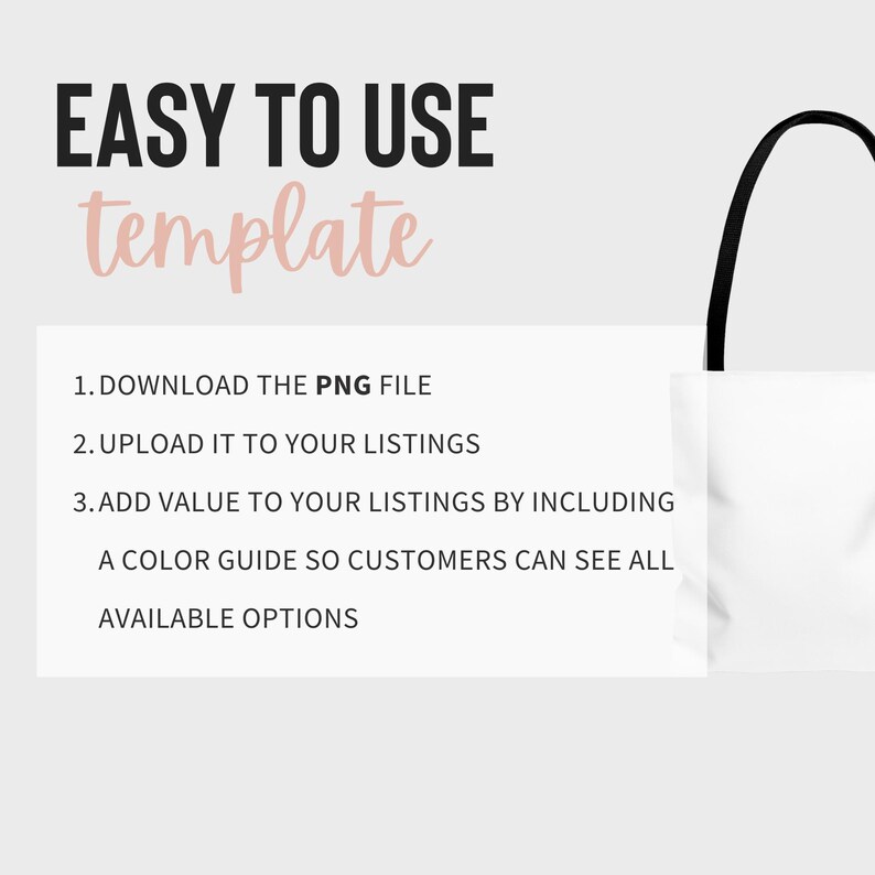AOP Tote Bag Color Chart, Tote Bag Color Guide, POD Color Chart, Mockup ...