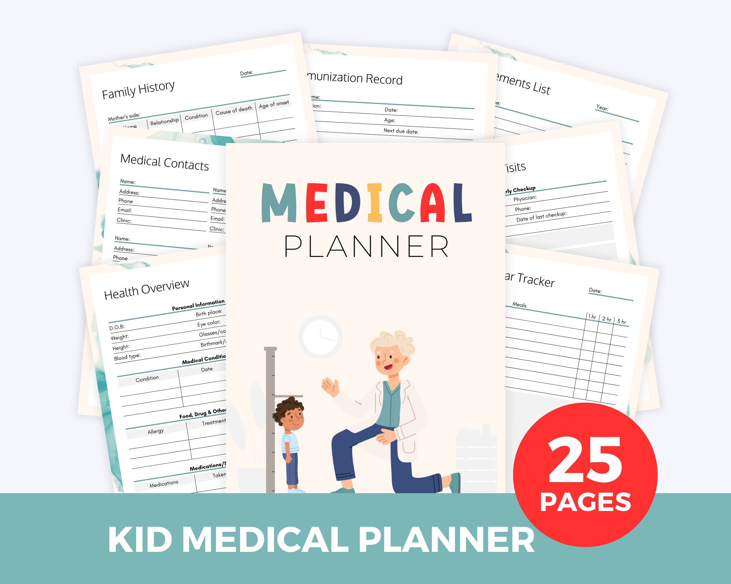 Kids Medical Planner Bundle, Kids Medical Records Organizer, Medical ...