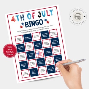 4th of July Bingo Game, Independence Day Party Game, Patriotic Family ...