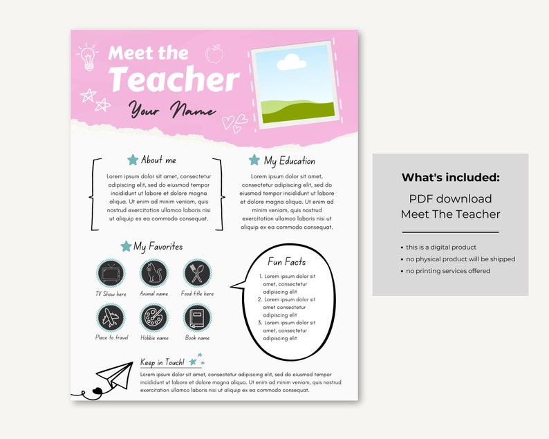 Editable Meet the Teacher Template, Back to School Handout, Parent ...