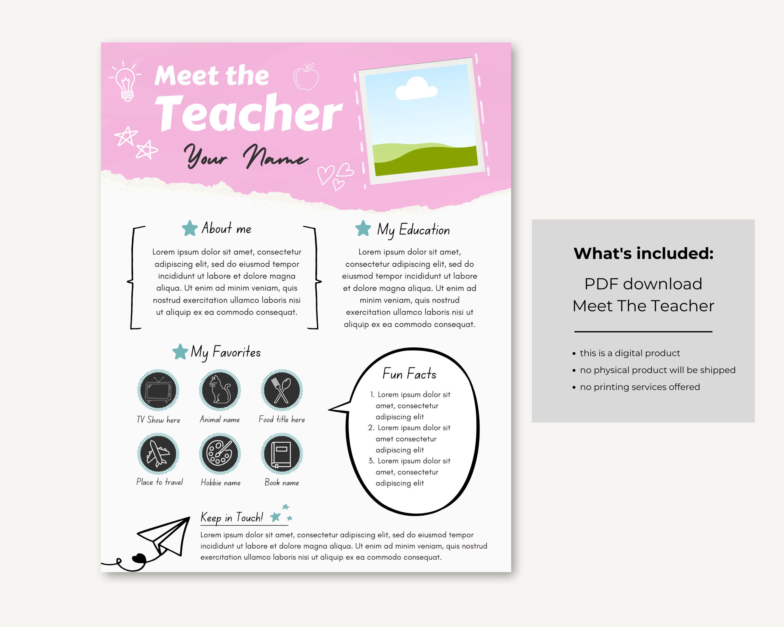 Editable Meet the Teacher Template, Back to School Handout, Parent ...