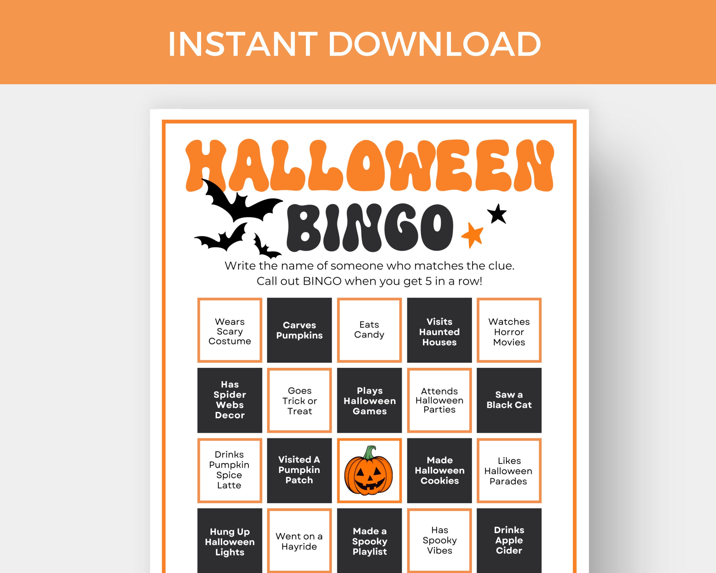 Retro Halloween Bingo Printable, Halloween Party Games, Halloween ...