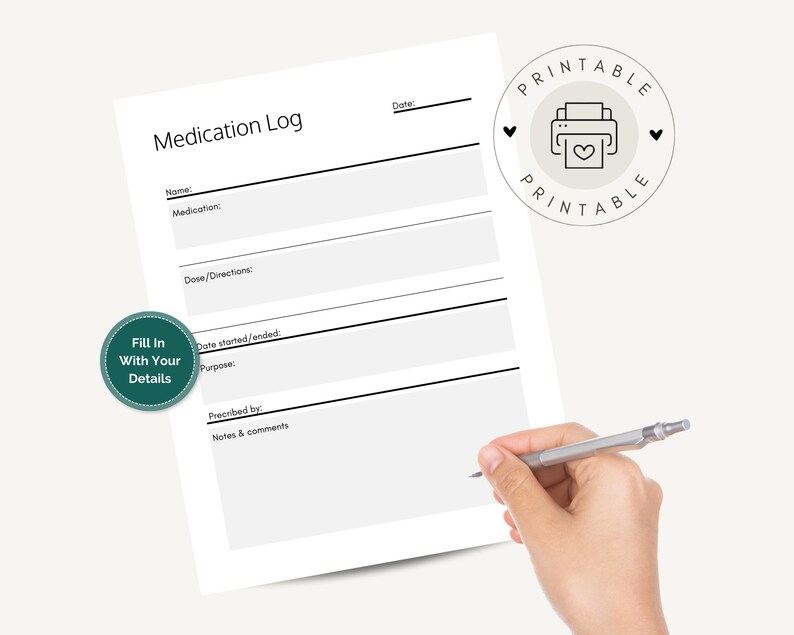 Medication Log Sheet, Medicine Tracker, Symptom Tracker, Medical Information, Medication Tracker ...