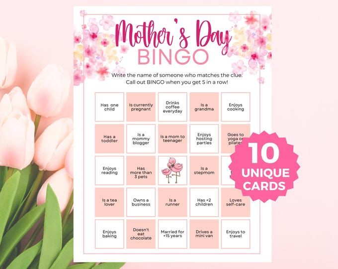 Mother's Day Bingo - 50 Printable Bingo Cards, Mom Ladies Tea Party ...