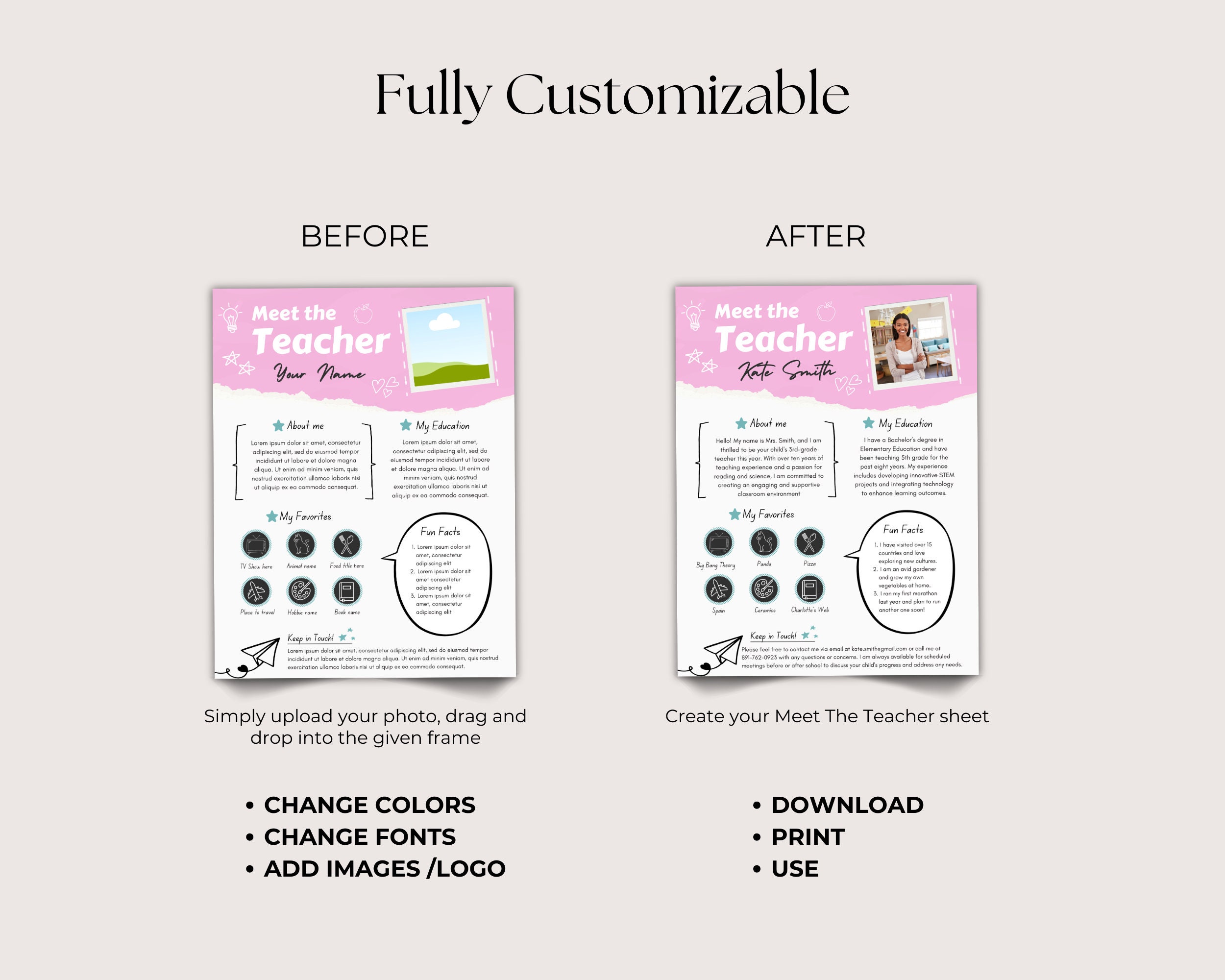 Editable Meet the Teacher Template, Back to School Handout, Parent ...