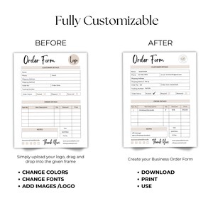 Editable Order Form Template, Business Order Form, Customer Order Form ...
