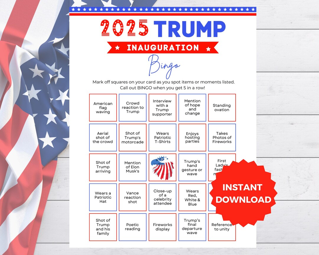 2025 Trump Presidential Inauguration Bingo Game, Presidential ...