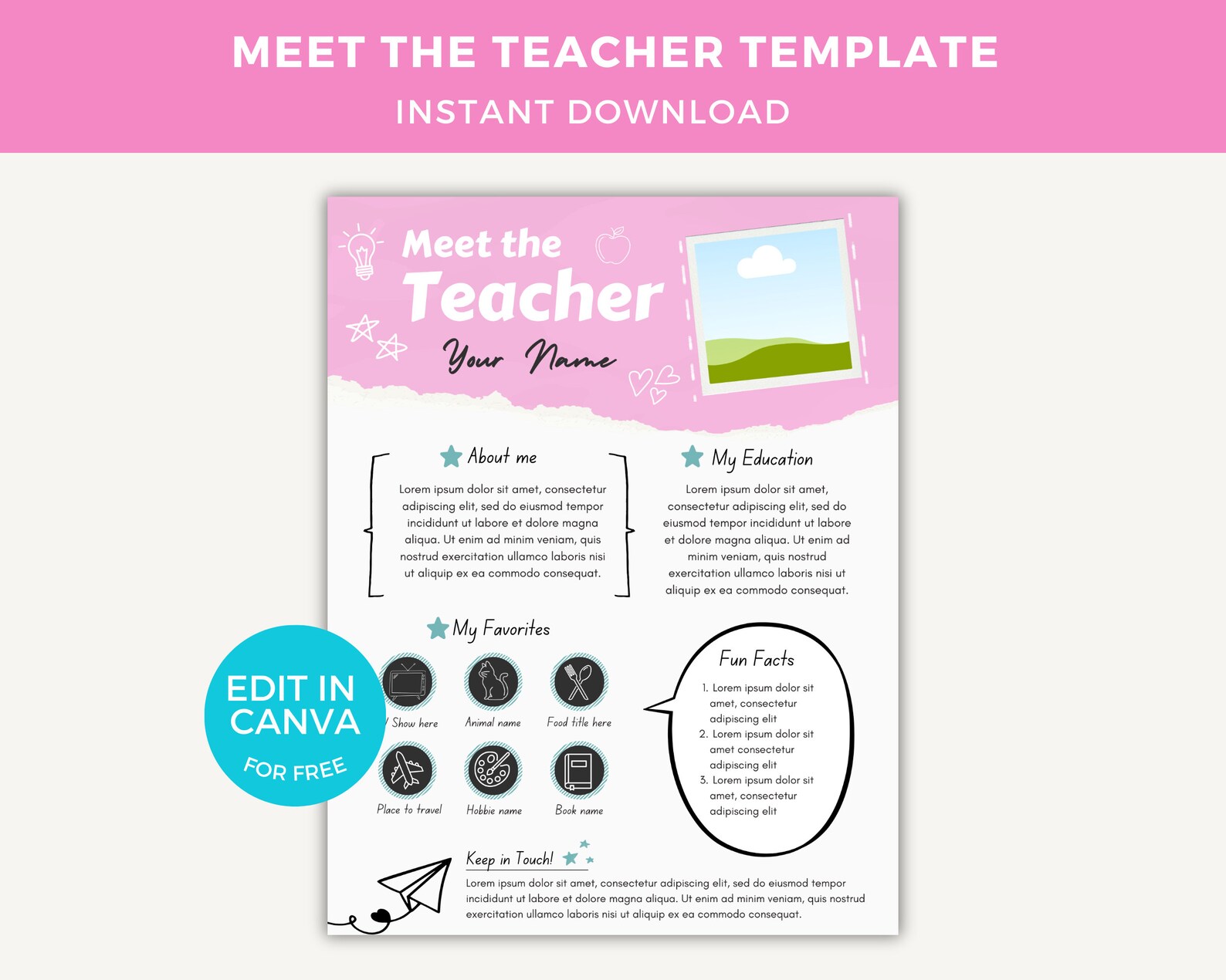 Editable Meet the Teacher Template, Back to School Handout, Parent ...