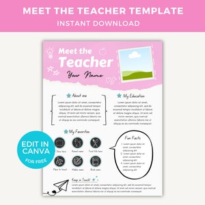 Editable Meet the Teacher Template, Back to School Handout, Parent ...