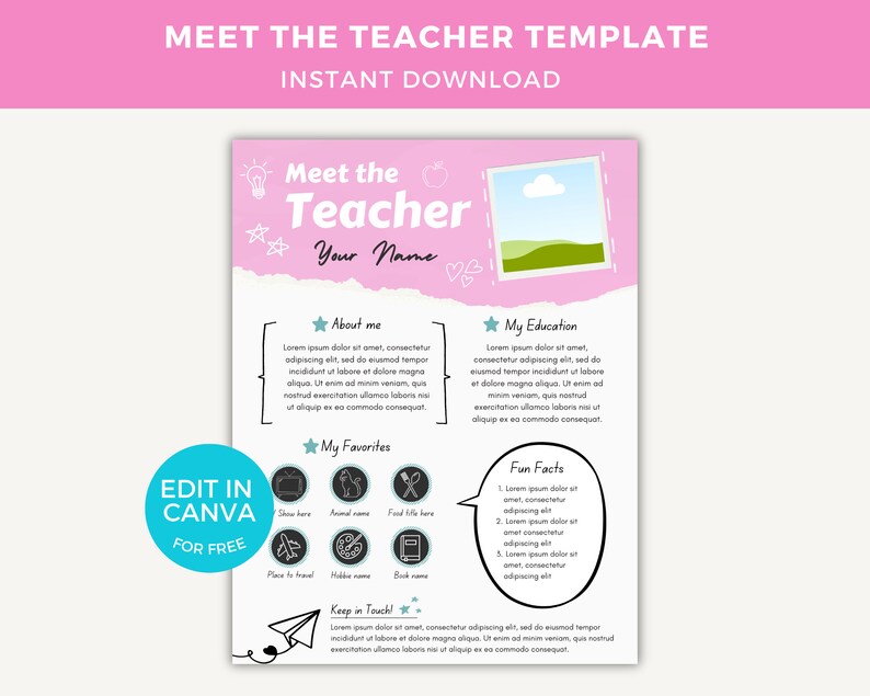 Editable Meet the Teacher Template, Back to School Handout, Parent ...