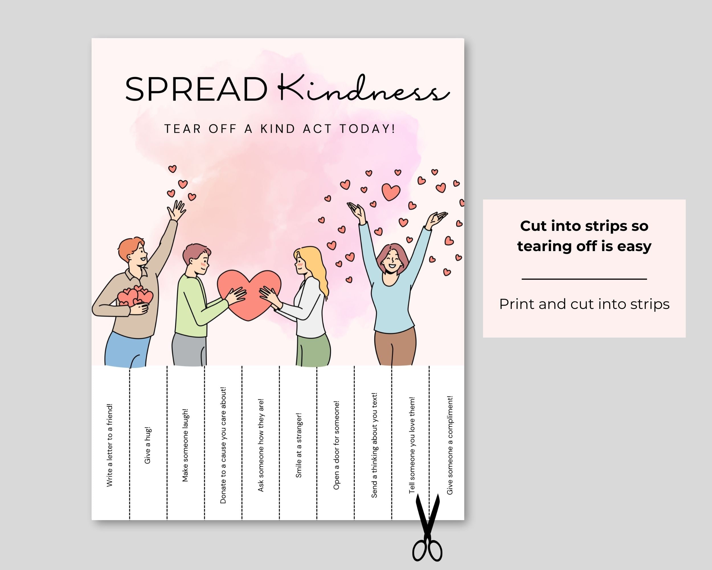 Printable Spread Kindness Tear off Flyer, Random Acts of Kindness, Pay ...
