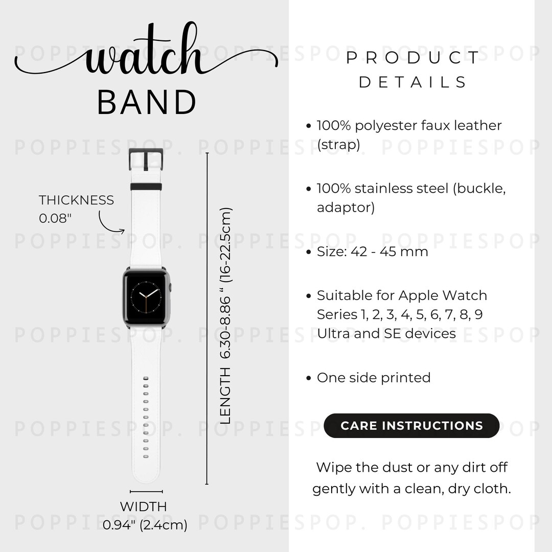 42-45mm Watch Band Size Chart, Smart Watch Band Size Guide, Watch Band ...