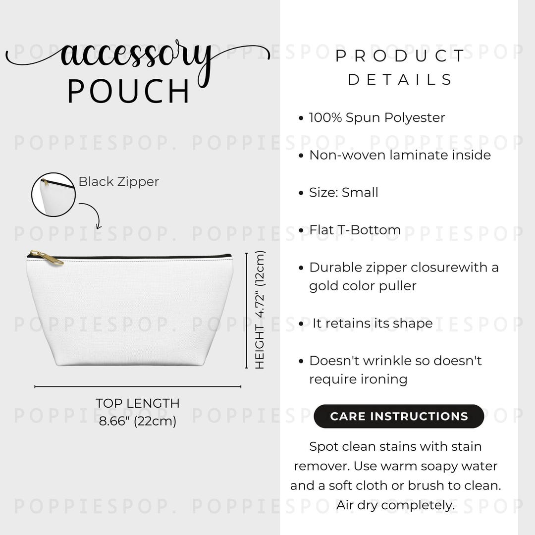 Small Accessory Pouch Size Chart, Makeup Bag Size Guide, Cosmetic Bag ...