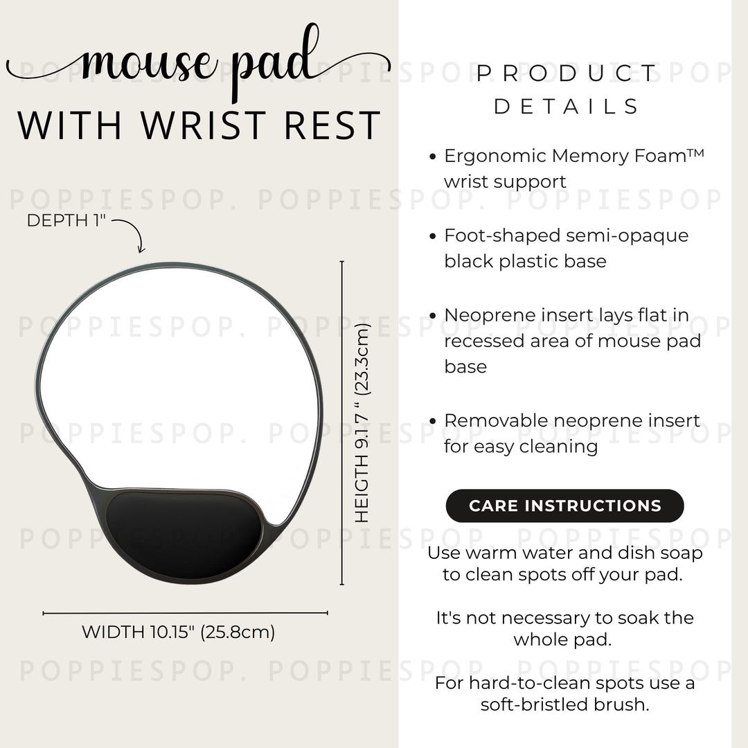 Mouse Pad With Wrist Rest Size Chart, Mousepad Size Guide, Desk Mat ...