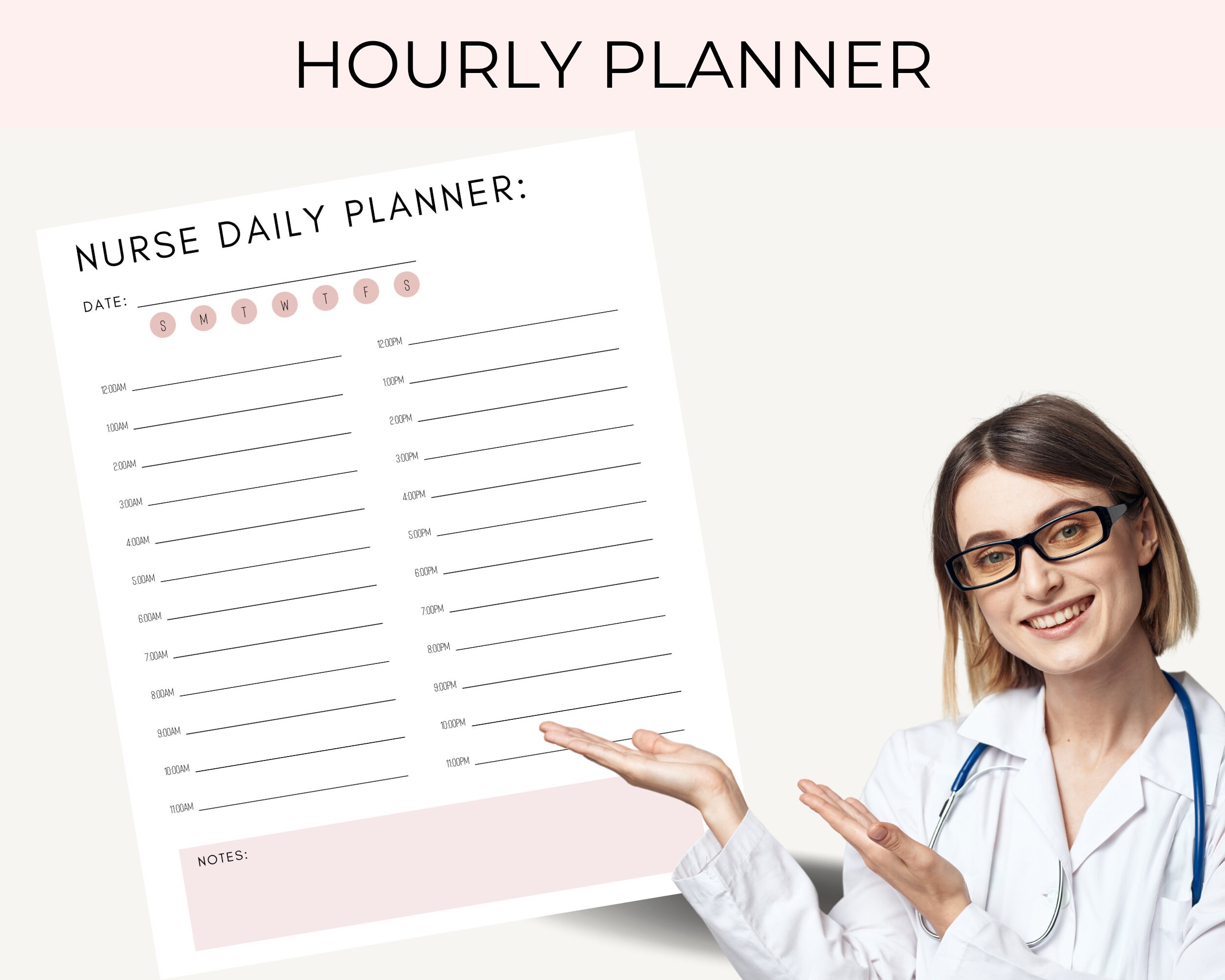 Nurse to Do List, Nurse Daily Planner, Nurse Hourly Planner, Nurse ...