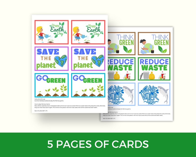 Earth Day Memory Game, Matching Cards, Earth Day Activity for Kids ...