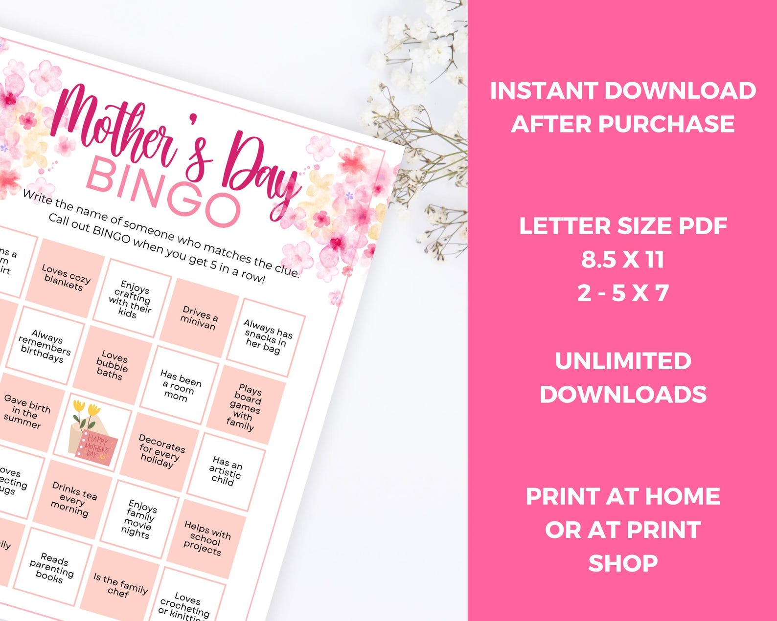 Mothers Day Bingo, Mothers Day Games, Mothers Day Activity, Mother's ...