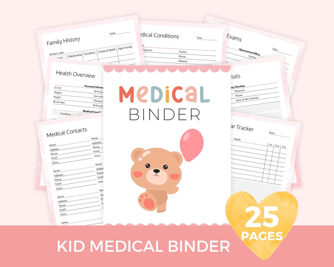 Kids Medical Planner Bundle, Kids Medical Records Organizer, Medical ...