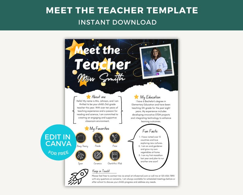 Editable Meet the Teacher Template, Back to School Handout, First Day ...