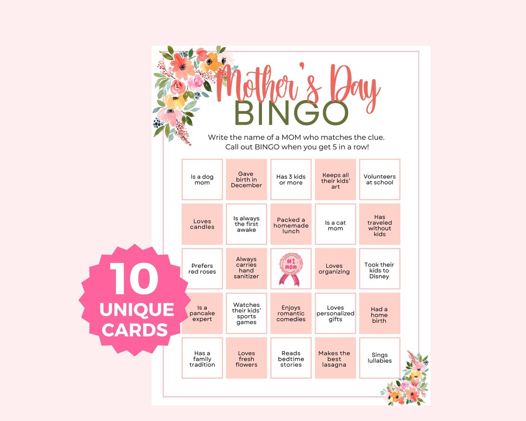 Mothers Day Bingo, Mothers Day Activity, Mothers Day Games, Mothers Day ...