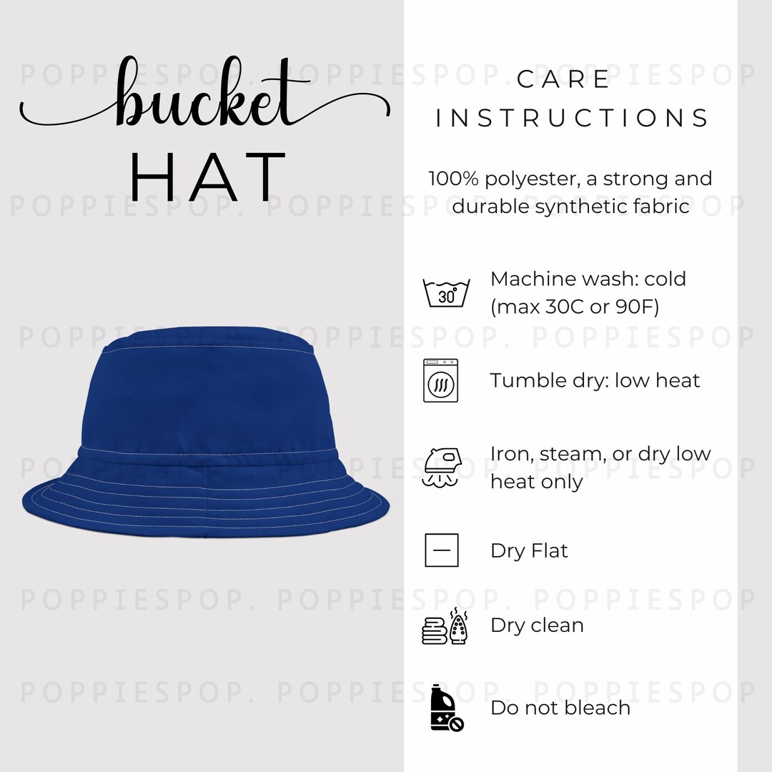 Dark Blue Bucket Hat Care Card, Bucket Hat AOP Care Instructions ...