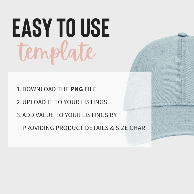 Light Blue Denim Cap Size Chart, Vintage Hat Size Guide, Embroidered ...