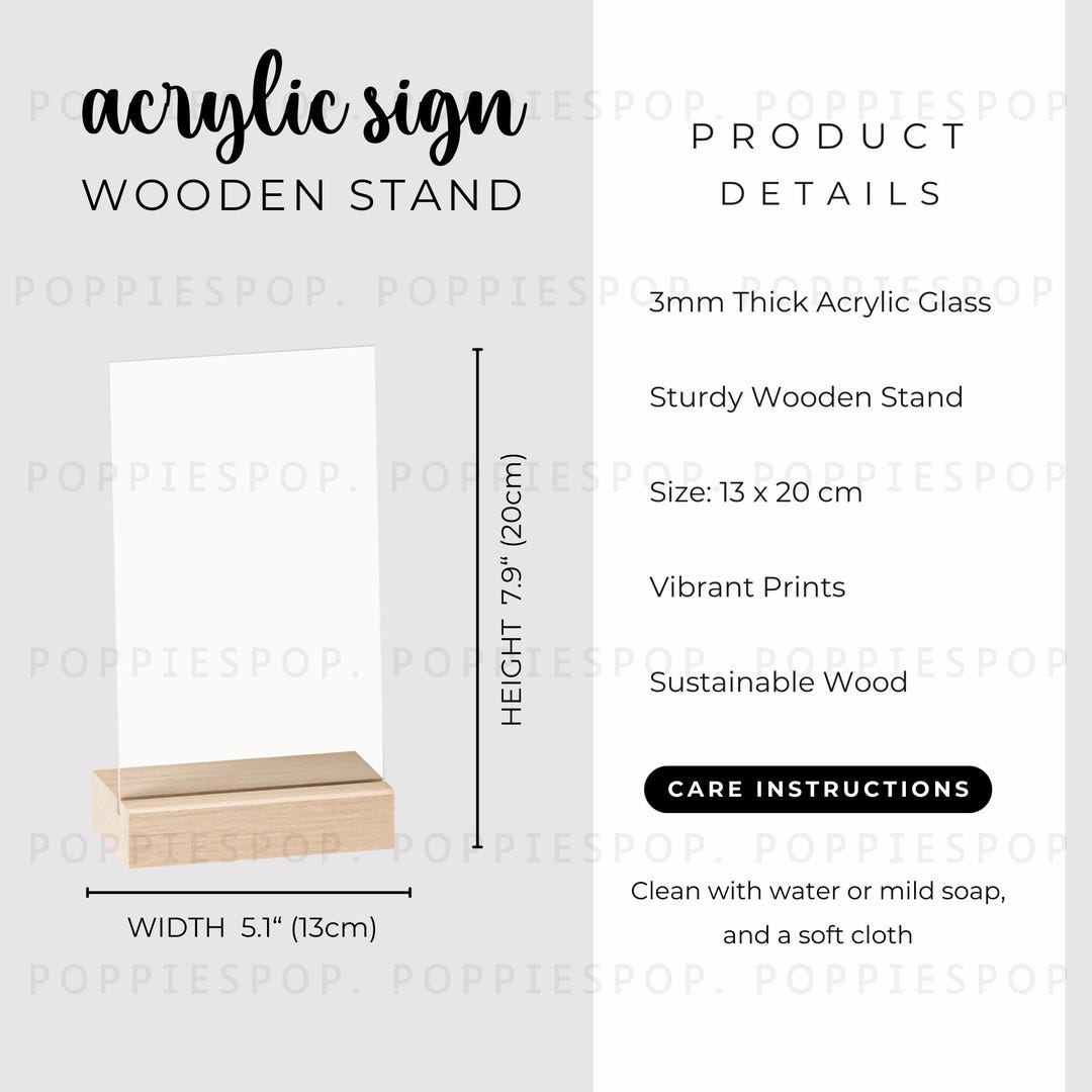 Acrylic Sign Mockup, 13x20cm Acrylic Sign Size Chart, Acrylic Sign With ...