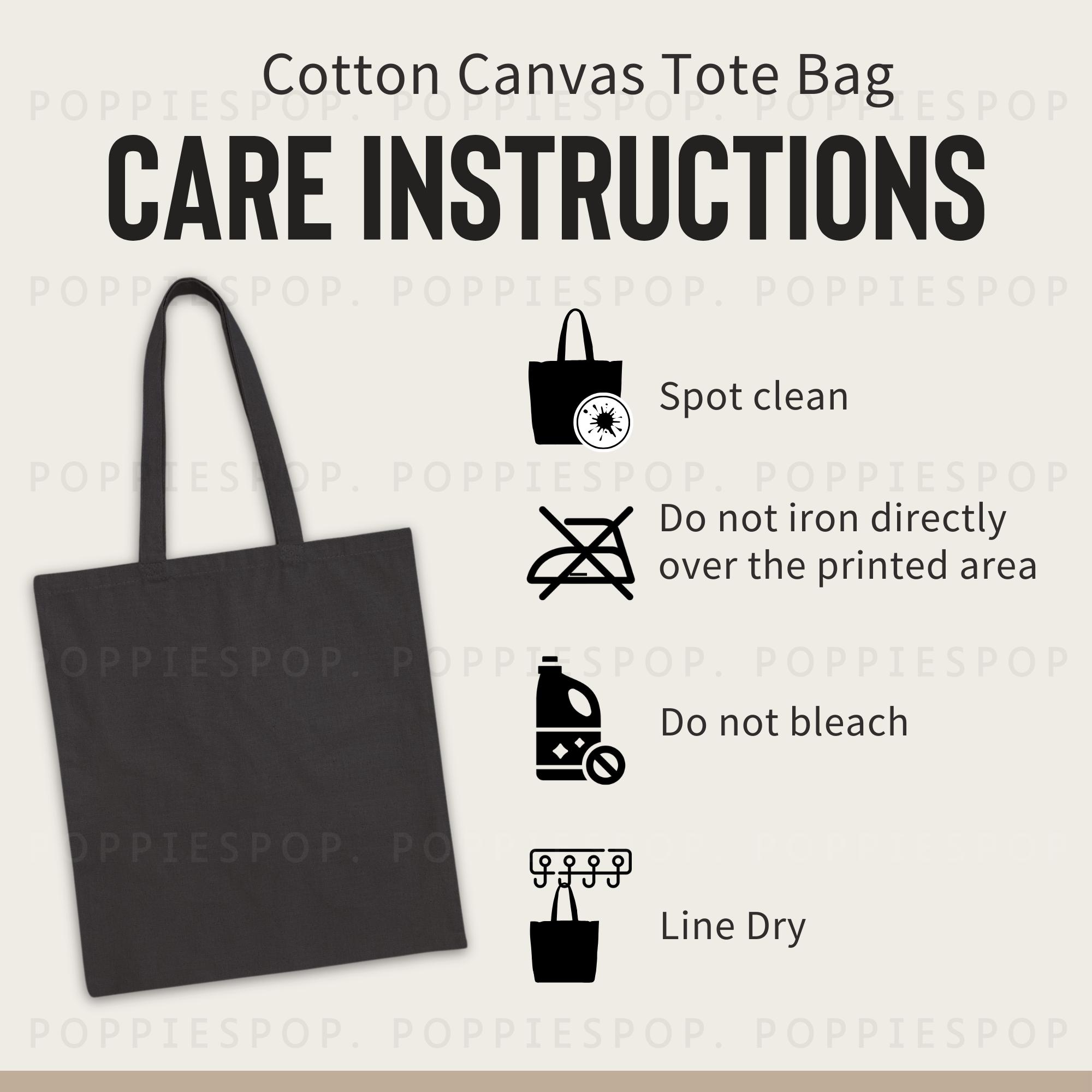 Black Canvas Tote Bag Washing Care Card, Tote Bag Care Instructions ...