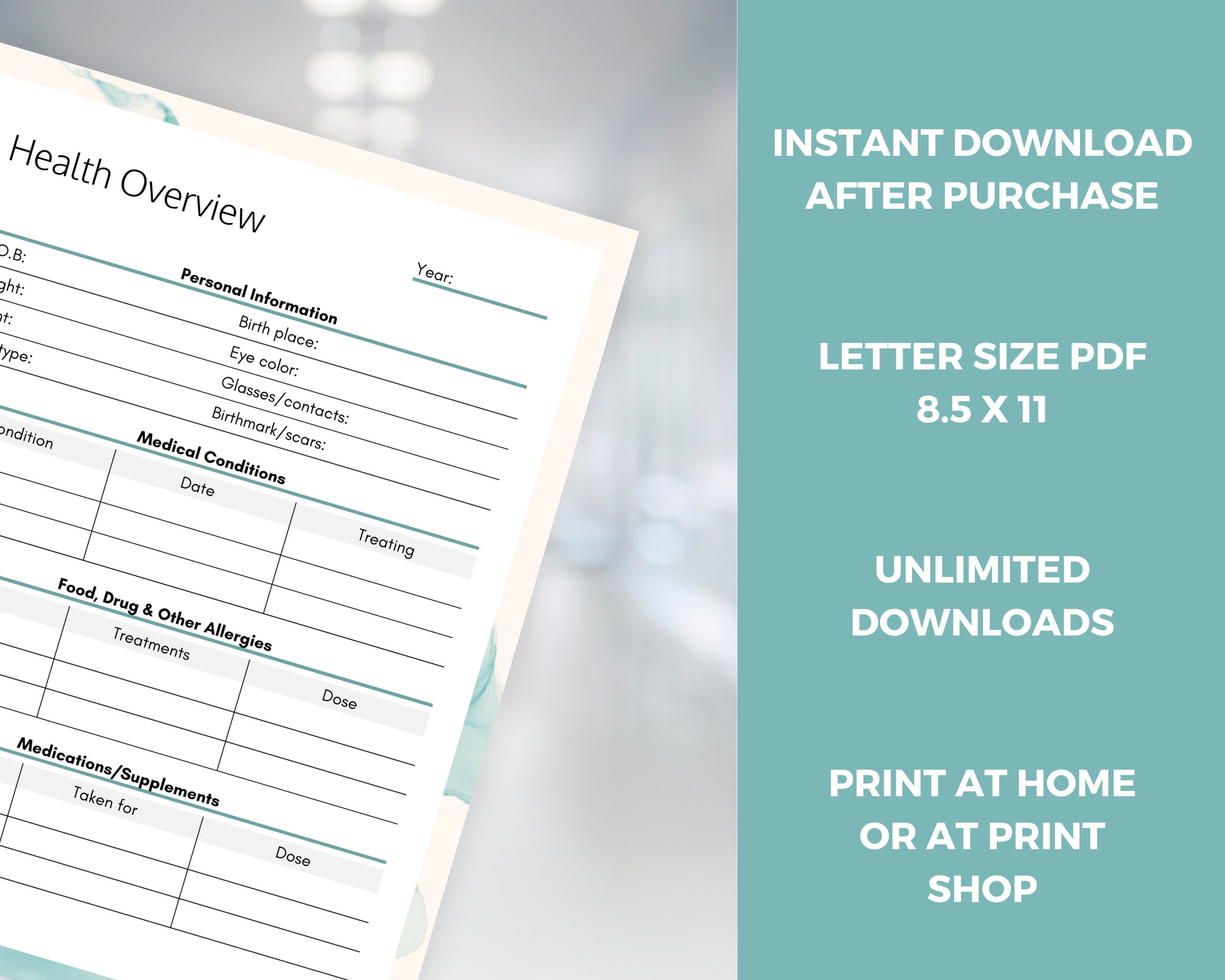 Kids Medical Planner Bundle, Kids Medical Records Organizer, Medical ...