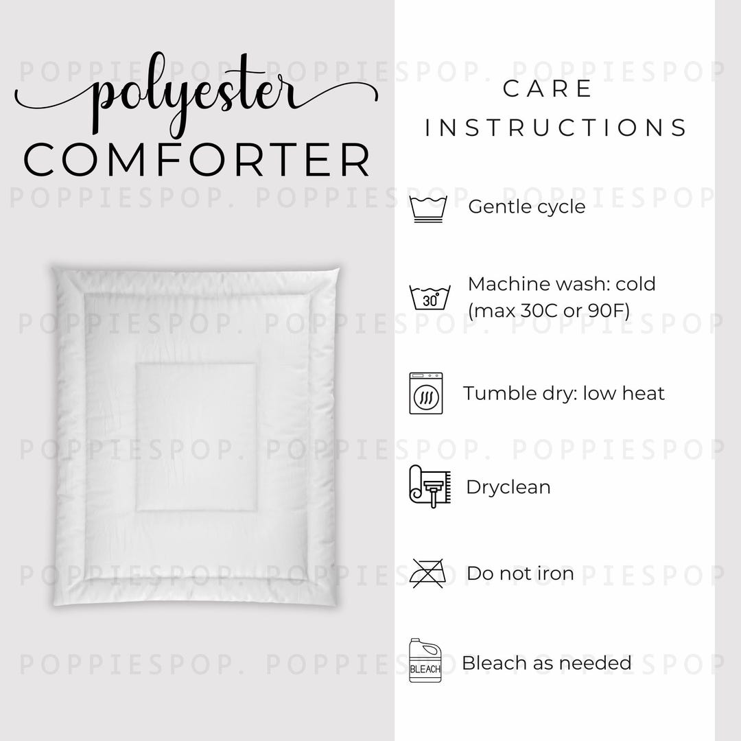 Comforter Care Card, Bed Comforter Care Instructions, Bed Comforter ...