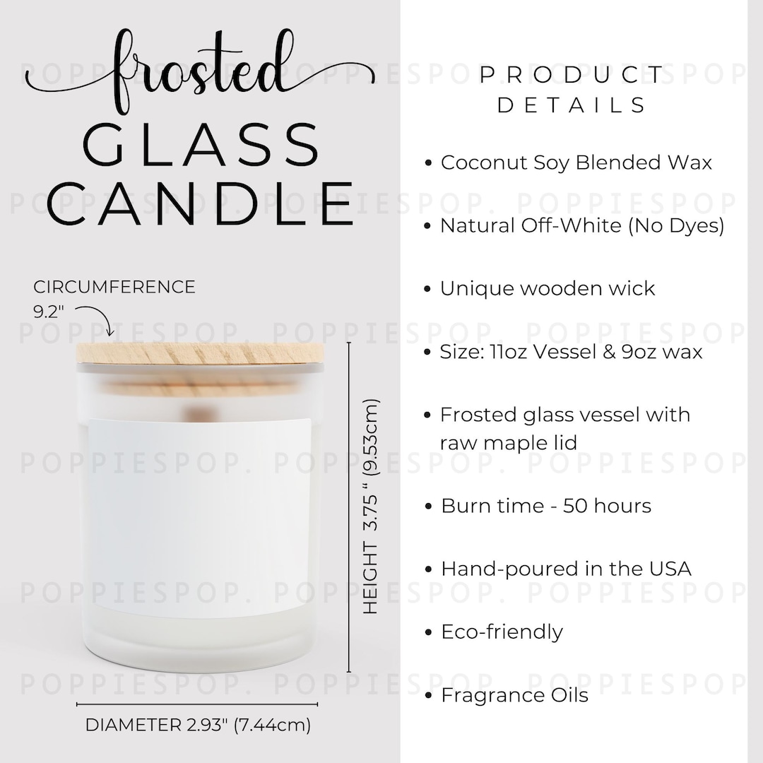Frosted Glass Candle Size Chart, Glass Candle Size Guide, White Candle ...