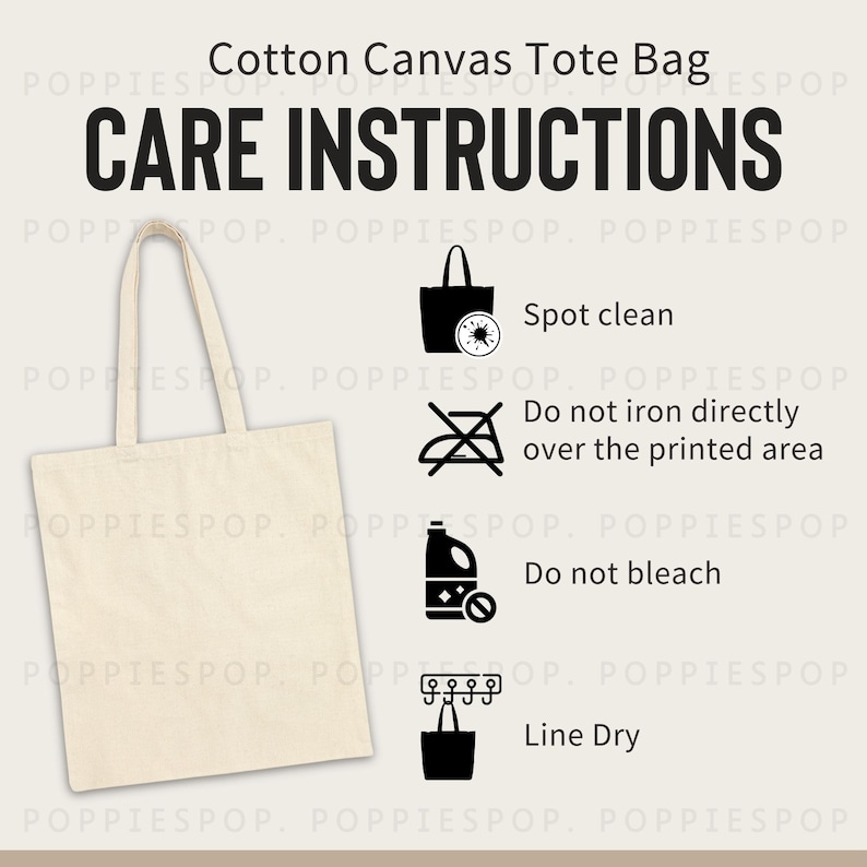Canvas Tote Bag Washing Care Card, Canvas Tote Bag Care Instructions ...