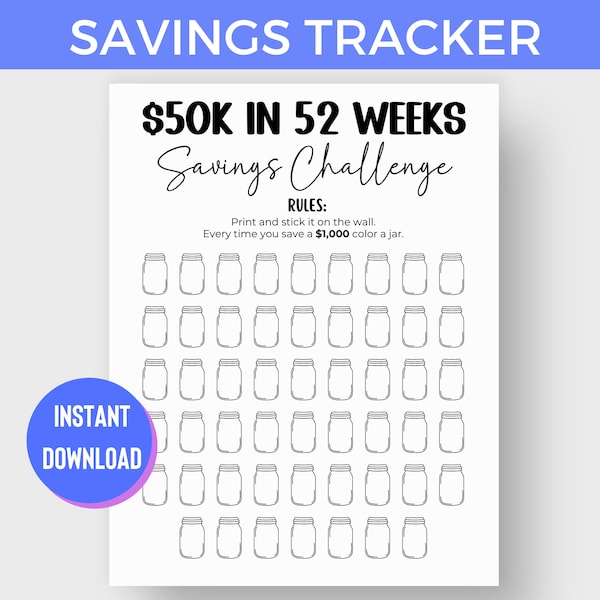 50000 Savings Challenge - Etsy