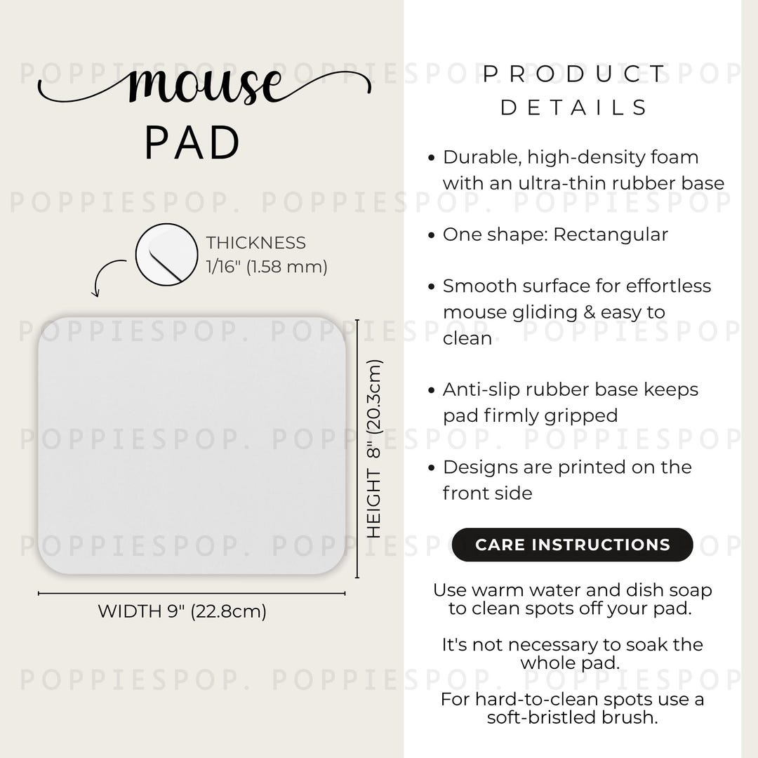 Rectangle 9x8 Mouse Pad Size Chart PNG, Mousepad Size Guide, Desk Mat ...