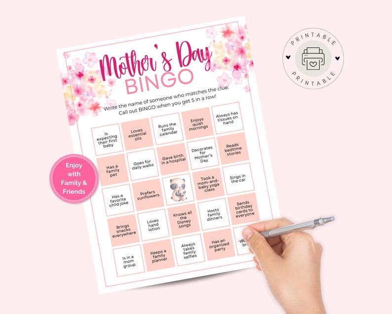 Mothers Day Bingo, Mothers Day Games, Mothers Day Activity, Mother's ...